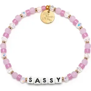 LITTLE WORDS PROJECT Sassy Beaded Stretch Bracelet White/lavender