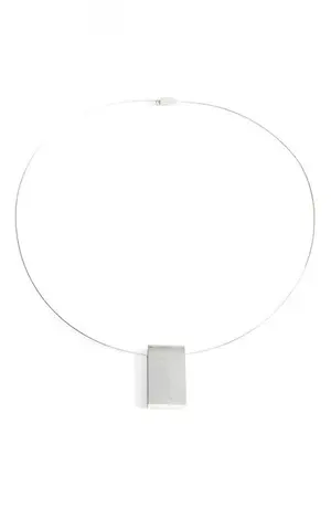 Mango Rigid Necklace With Rectangular Pendant - Silver