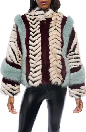 AZALEA WANG Mixed Faux Fur Coat - Blue
