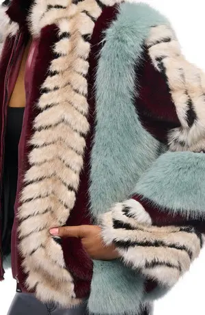 AZALEA WANG Mixed Faux Fur Coat