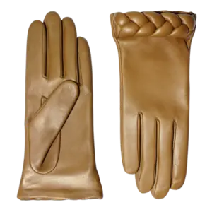 AGNELLE Edith Lambskin Gloves With Braided Cuff - Toscana