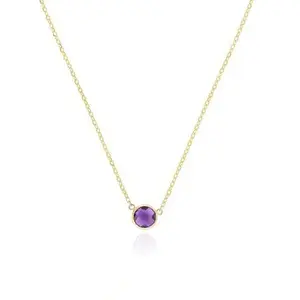 THE LOVERY Single Bezel Necklace - Amethyst