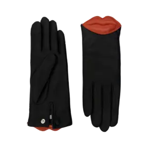 AGNELLE Lips Lambskin Gloves - Tnoir/cardinal