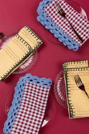 CASA EDEL Flores Crochet Napkinset Of 4