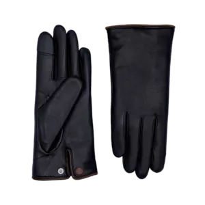 AGNELLE Agatha Leather Gloves - Tnoir/whisky