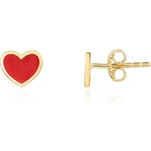 THE LOVERY FINE JEWELRY Heart Stud Earrings - Red Enamel