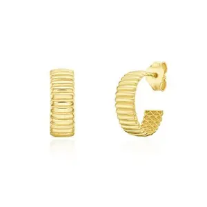 THE LOVERY FINE JEWELRY Fluted C-hoop Earrings - Yellow Gold