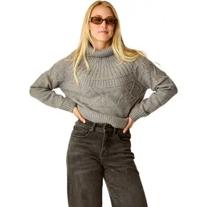Carve Designs Neve Cable Turtleneck - Pewter Heather