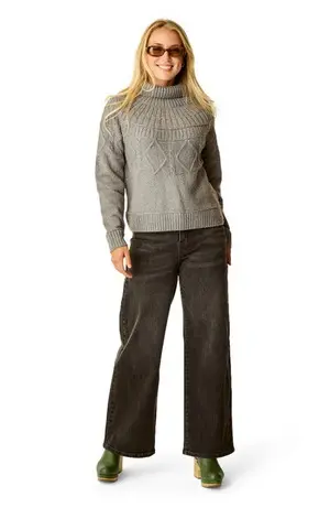 Carve Designs Neve Cable Turtleneck - Pewter Heather