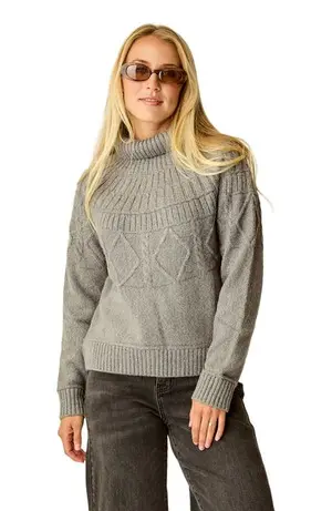 Carve Designs Neve Cable Turtleneck - Pewter Heather