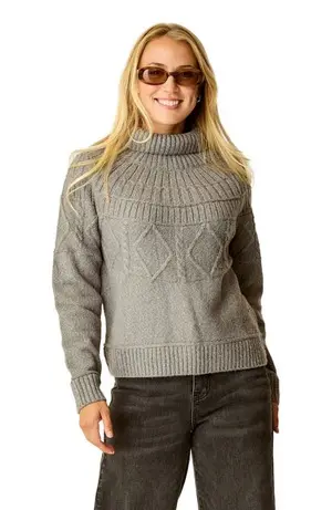 Carve Designs Neve Cable Turtleneck - Pewter Heather