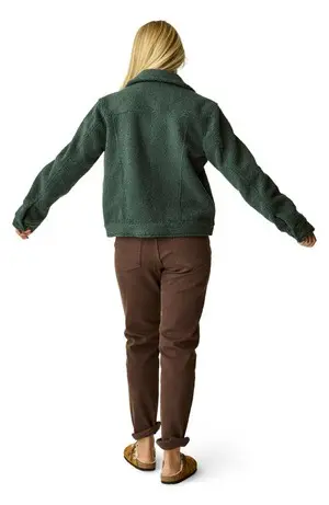 Carve Designs Classic Fit Boucle Fleece Trucker Jacket - Pine
