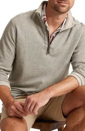 Tommy Bahama Reversible Half Zip Pullover - Vapor Heather