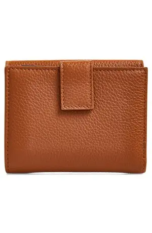 FERRAGAMO Double Gancio Leather Compact Wallet - New Cognac/t.moro