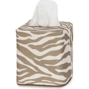 MATOUK Regine Zebra Stripe Tissue Box Cover - Coconut