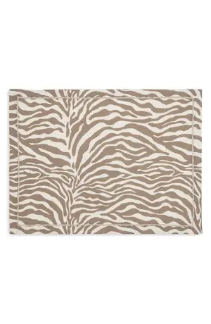 MATOUK Regine Set Of 4 Linen Zebra Stripe Linen Placemats - Coconut