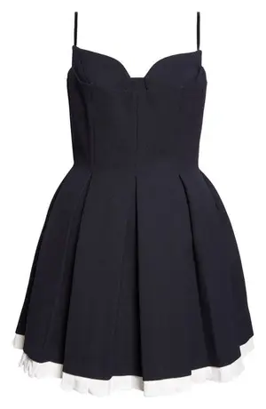 SHUSHU/TONG Pleated Wool Mini Dress | Strapless, Sweetheart - Navy Blue