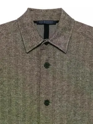 Harris Wharf London Herringbone Shirt Jacket - Brown