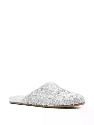 ANCIENT GREEK SANDALS The Slipper Sequined Mules - Silver