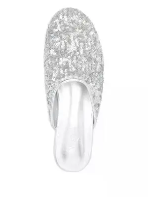 ANCIENT GREEK SANDALS The Slipper Sequined Mules - Silver