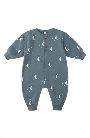 QUINCY MAE Moon Print Fleece Romper - Ocean