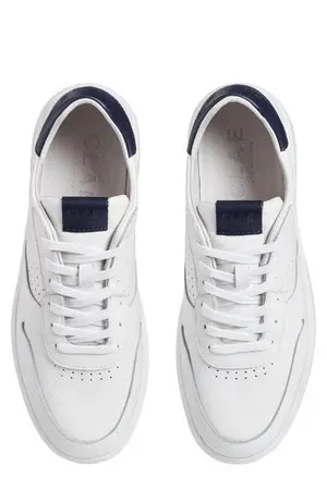 Clae Moses Low Top Leather Sneaker - White Leather Navy