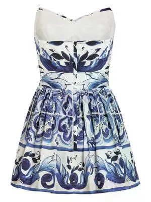 Dolce & Gabbana Majolica-print Strapless Mini Dress