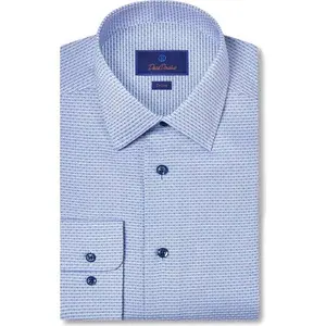David Donahue Trim Fit Micro Dobby Dress Shirt - Blue