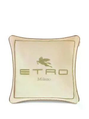 Etro Embroidered Pegaso Cushion - Neutrals