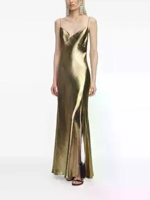 SELF-PORTRAIT Metallic-effect Maxi Dress