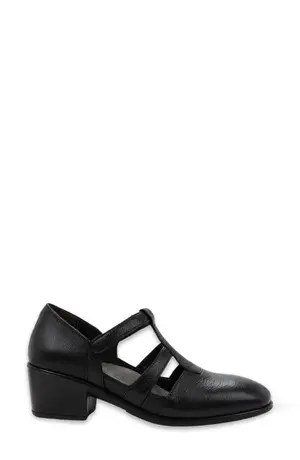 Naot T-strap Leather Pumps - Black Soft Leather