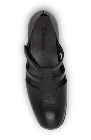 Naot T-strap Leather Pumps - Black Soft Leather