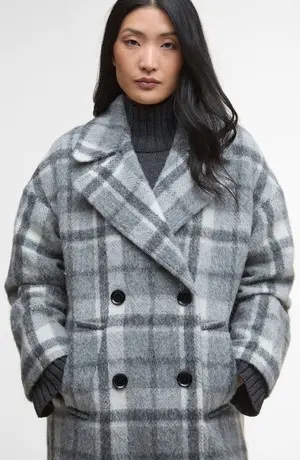 Barbour Fenella Tartan Double-breasted Long Coat