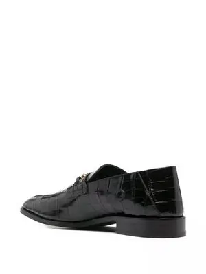 Amiri Crocodile-embossed Chain Loafers - Black