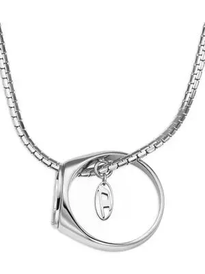 DIESEL® Oval Logo Ring Pendant Necklace