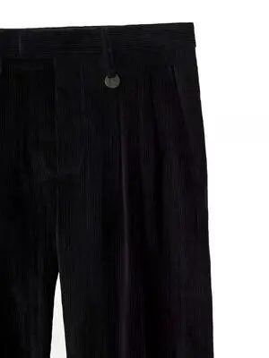 Burberry Cotton Corduroy Triple Pleat Trousers With Turn-up Cuffs