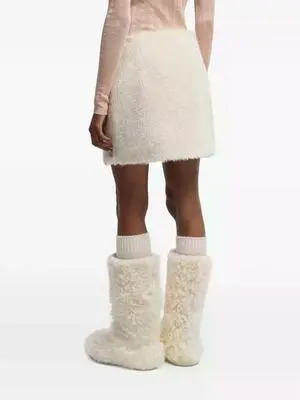 Moncler Fluffy Skirt With Logo Patch - Neutrals