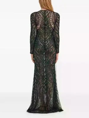 Roberto Cavalli Embellished Long-sleeve Maxi Dress