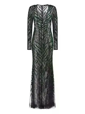 Roberto Cavalli Embellished Long-sleeve Maxi Dress