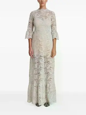 PNK Flared-sleeve Lace Maxi Dress