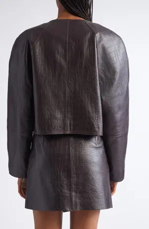 STAND STUDIO Alix Croc-embossed Leather Jacket