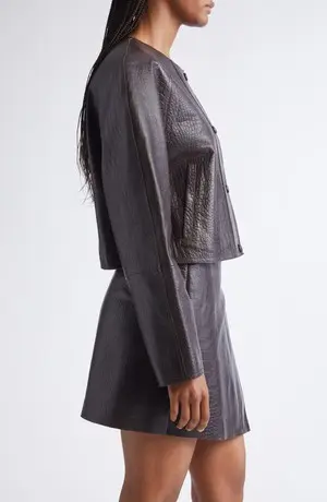 STAND STUDIO Alix Croc-embossed Leather Jacket