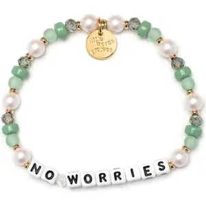LITTLE WORDS PROJECT No Worries Beaded Stretch Bracelet - White