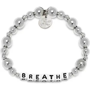 LITTLE WORDS PROJECT Breathe Beaded Stretch Bracelet - White