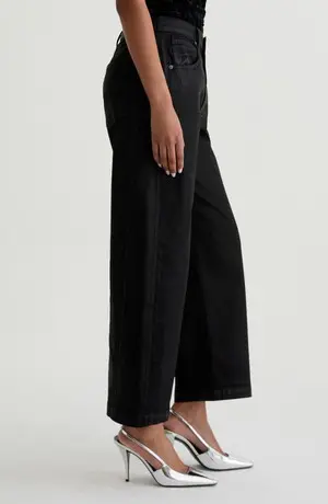 Ag Hattie Coated High-waist Ankle Barrel Jeans