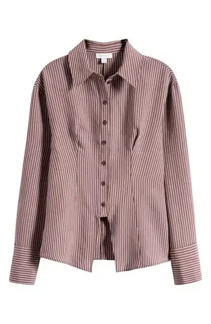 Topshop Split Front Cotton-blend Shirt