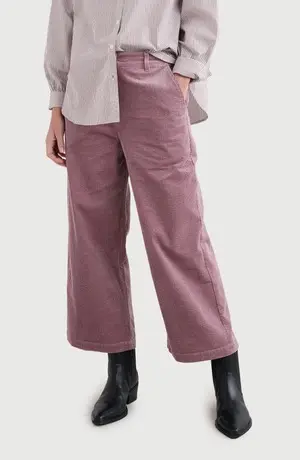 SEASALT CORNWALL Asphodel Crop Wide-leg Corduroy Pants - Elderberry