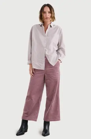 SEASALT CORNWALL Asphodel Crop Wide-leg Corduroy Pants - Elderberry