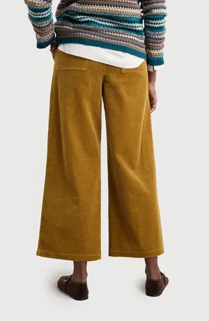 SEASALT CORNWALL Asphodel Crop Wide Leg Corduroy Pants - Marshland