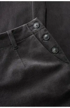 SEASALT CORNWALL Crackington Sailor Button Crop Pull-on Pants - Coal